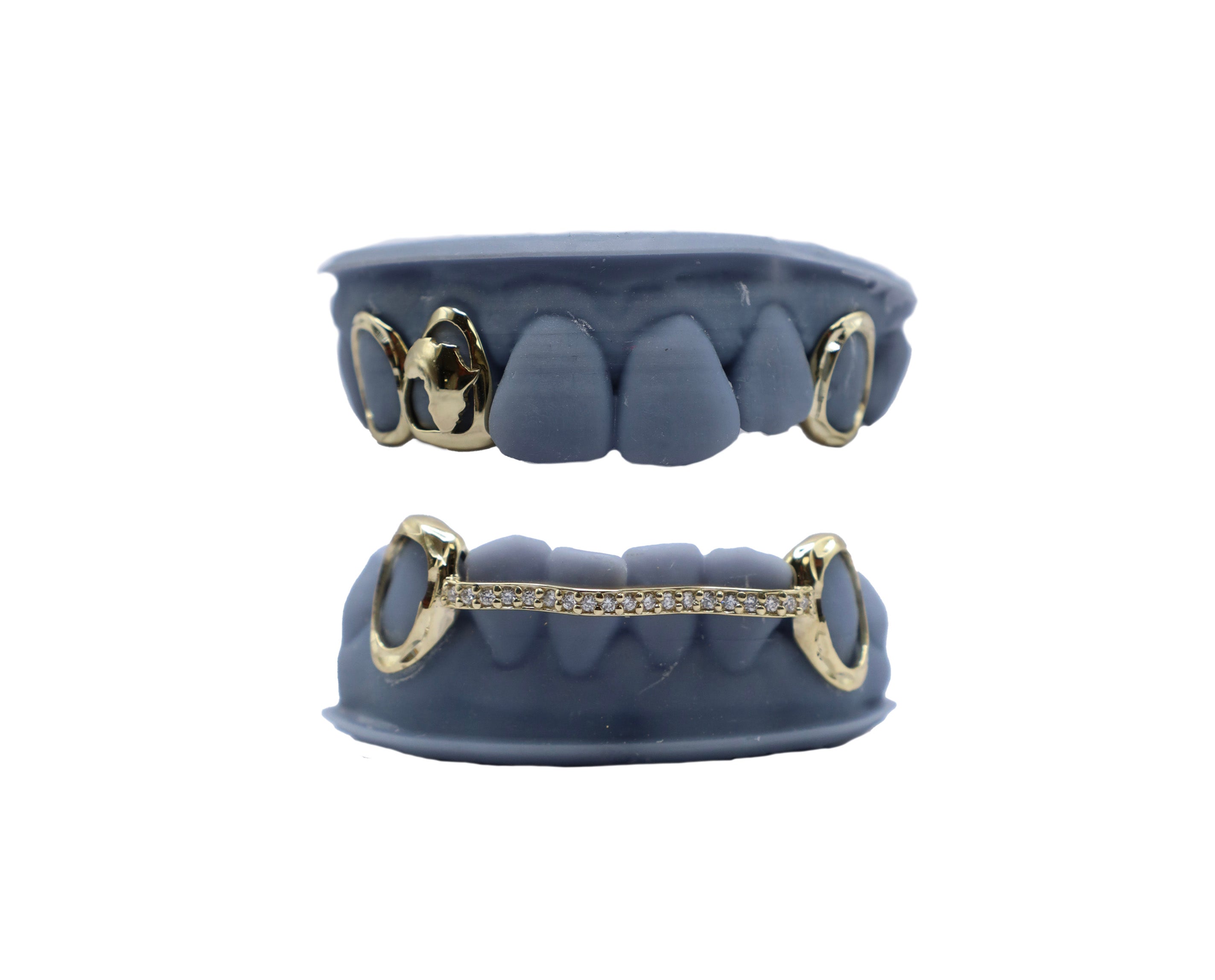3D Africa Grillz w Diamond Bridge - Luxe Grillz