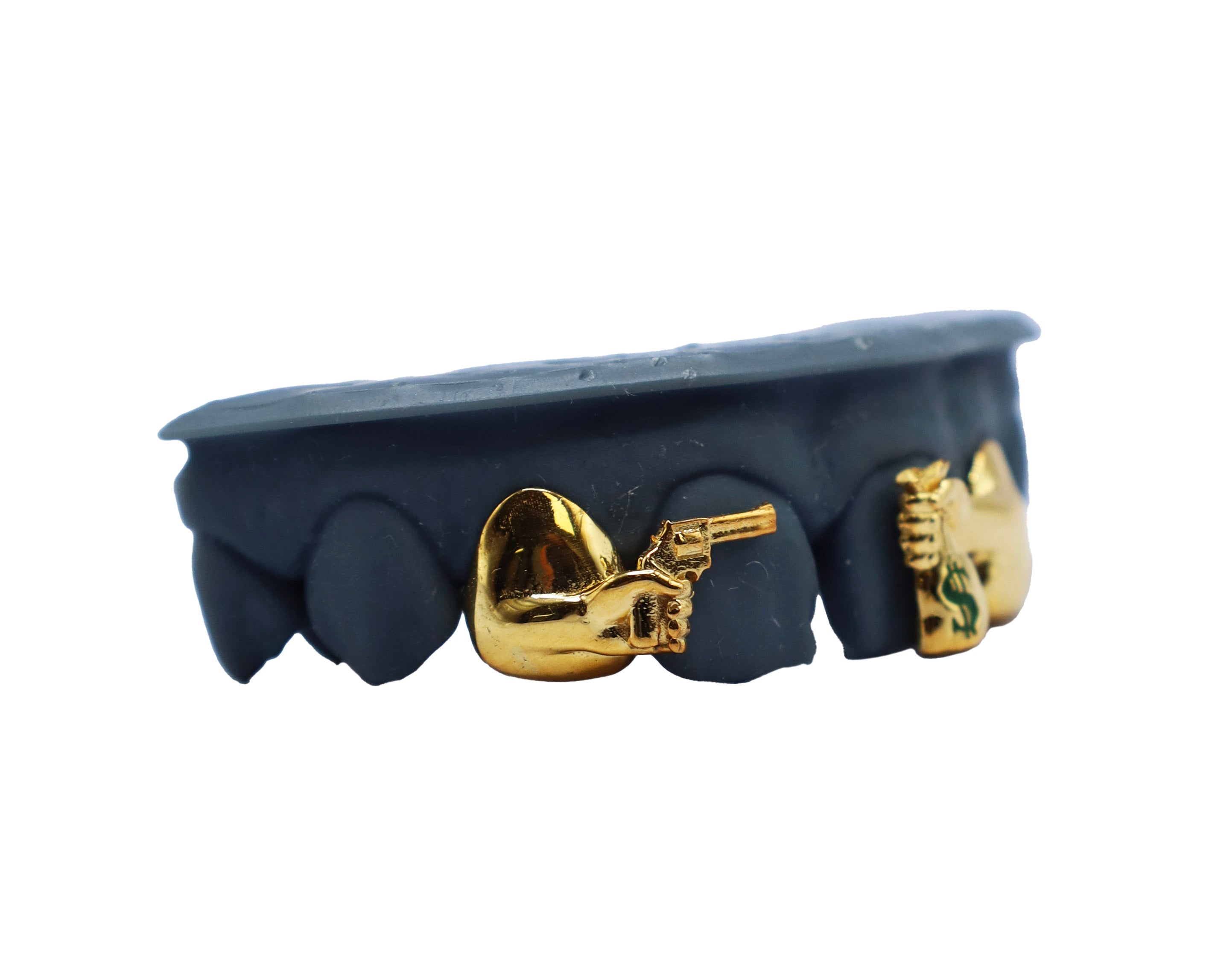 3D Gun and Cash Bag Gap Filler Grillz - Luxe Grillz