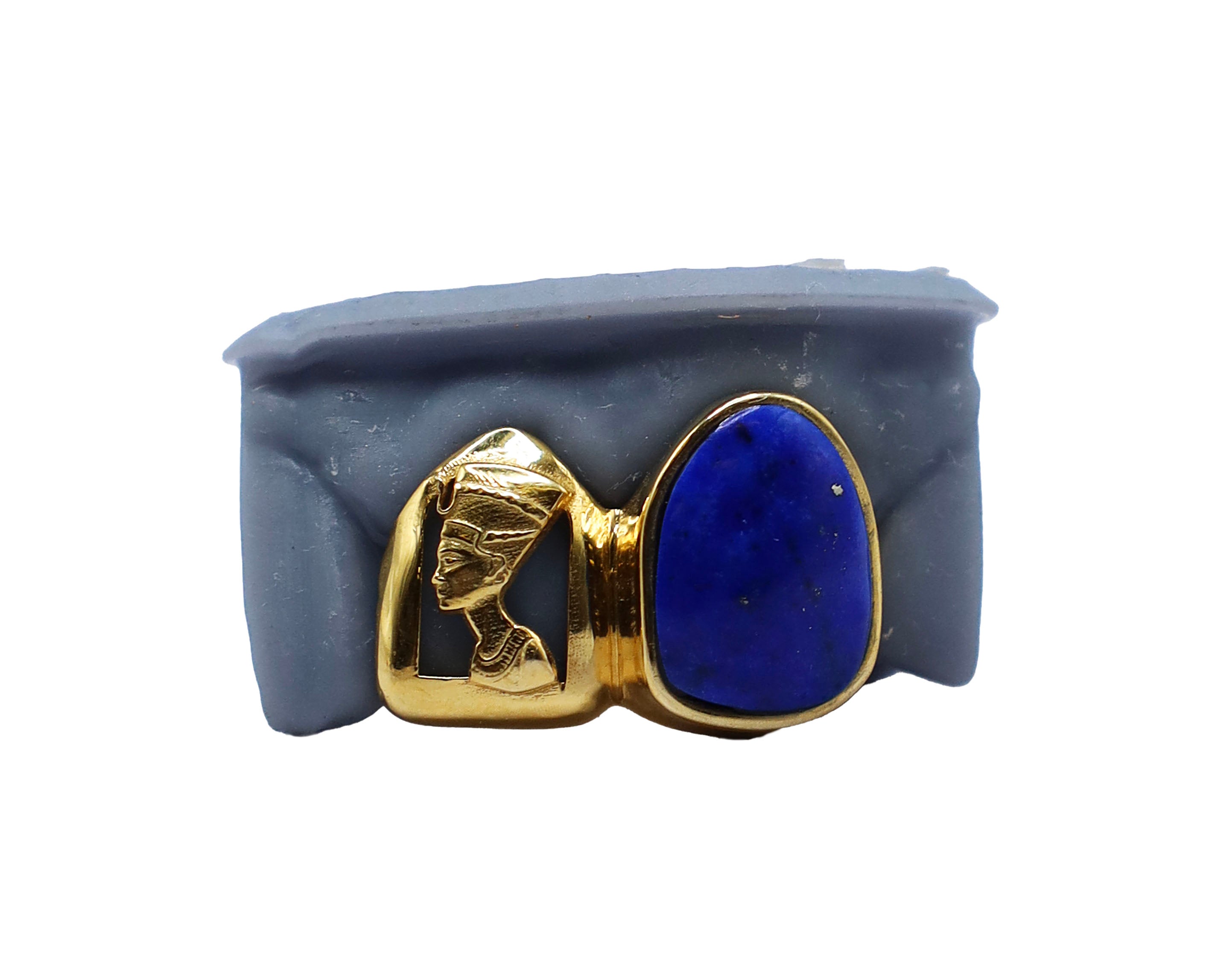 3D Nefertiti Grillz w/ Lapis - Luxe Grillz
