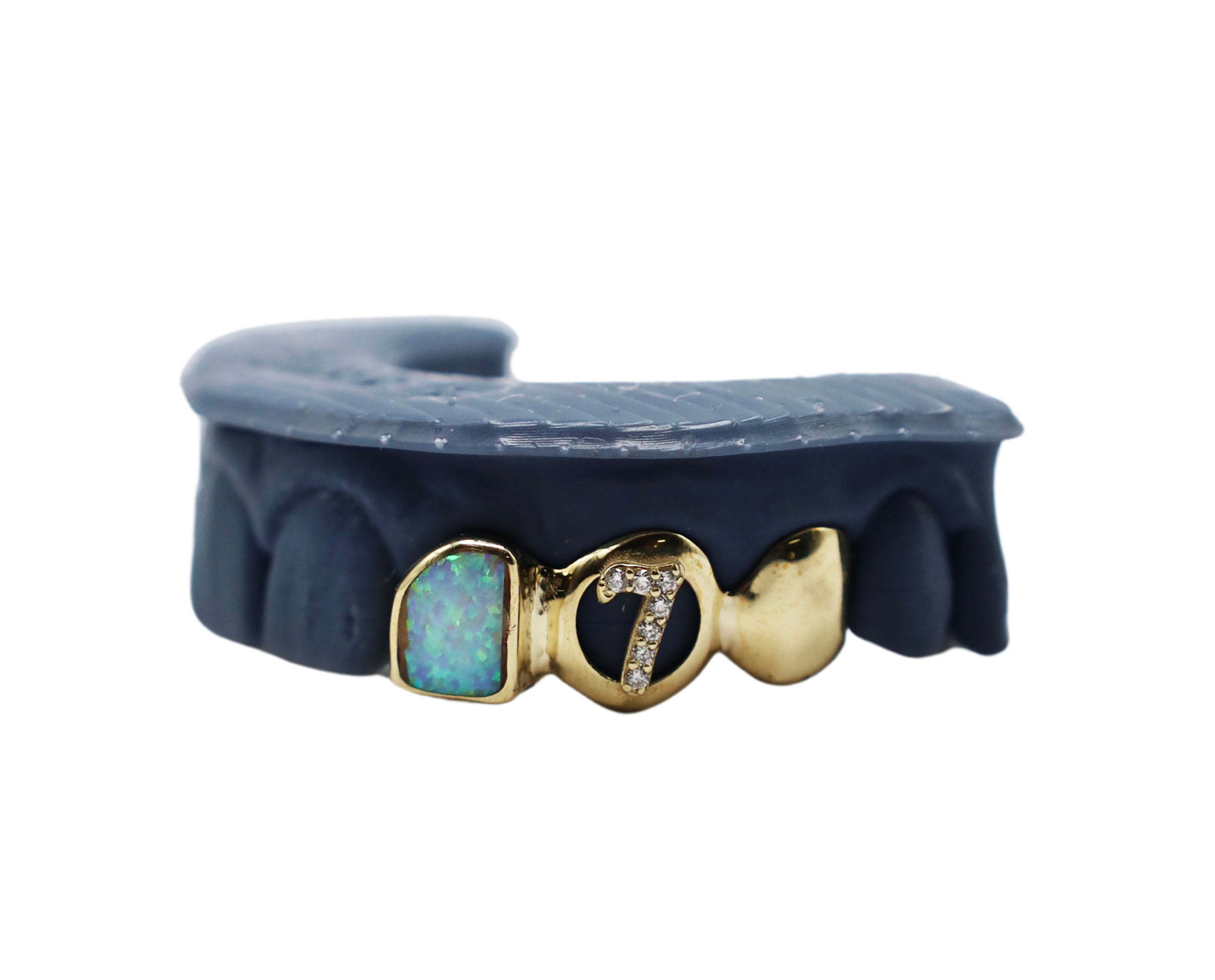 Buy 3 Tooth Opal Grillz w Custom 3D Diamond Number - 100% Authentic ...