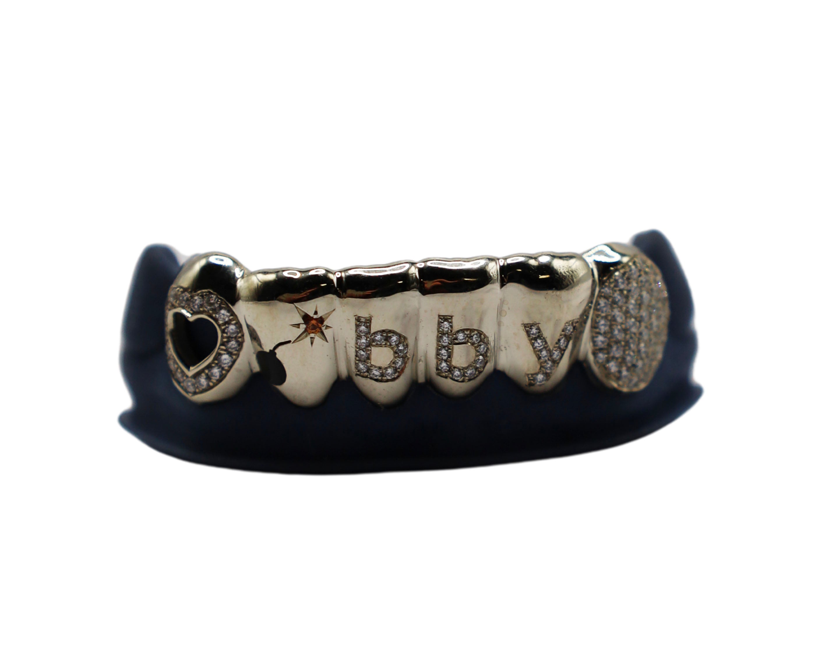 Buy Bottom 6 Custom Grillz w Diamond Heart and Enamel – Luxe Grillz