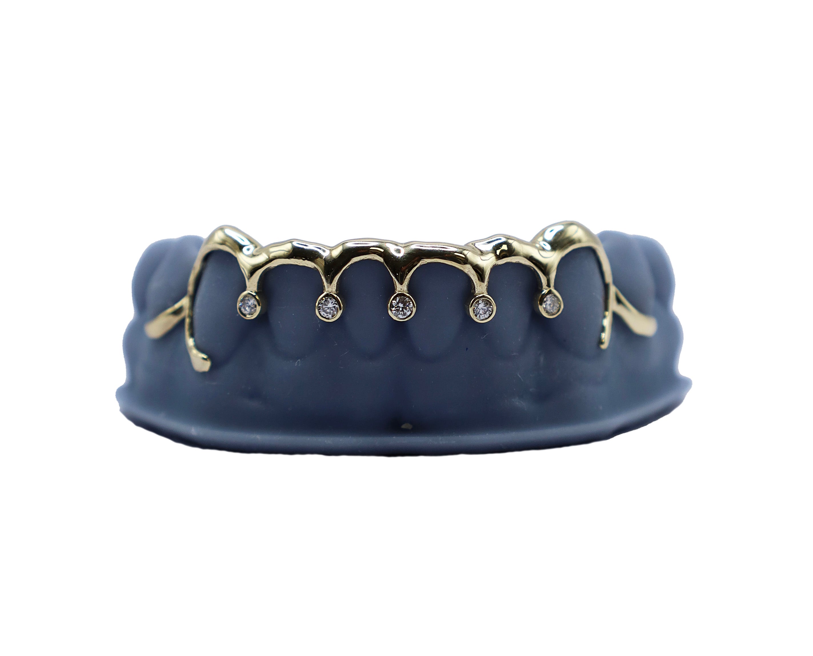 Curved Bridge Grillz w Drip Diamonds - Luxe Grillz