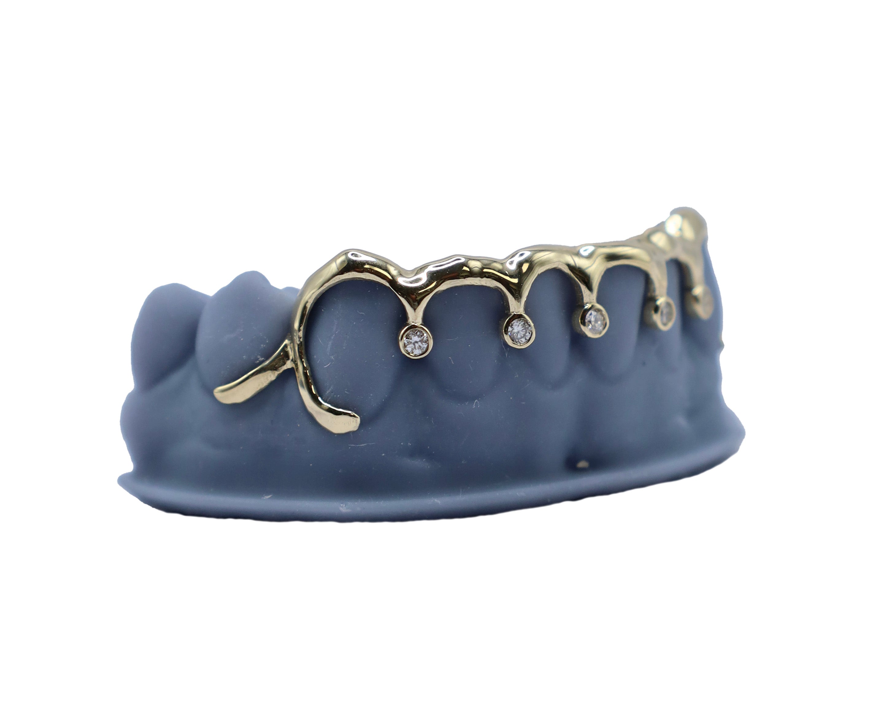 Curved Bridge Grillz w Drip Diamonds - Luxe Grillz