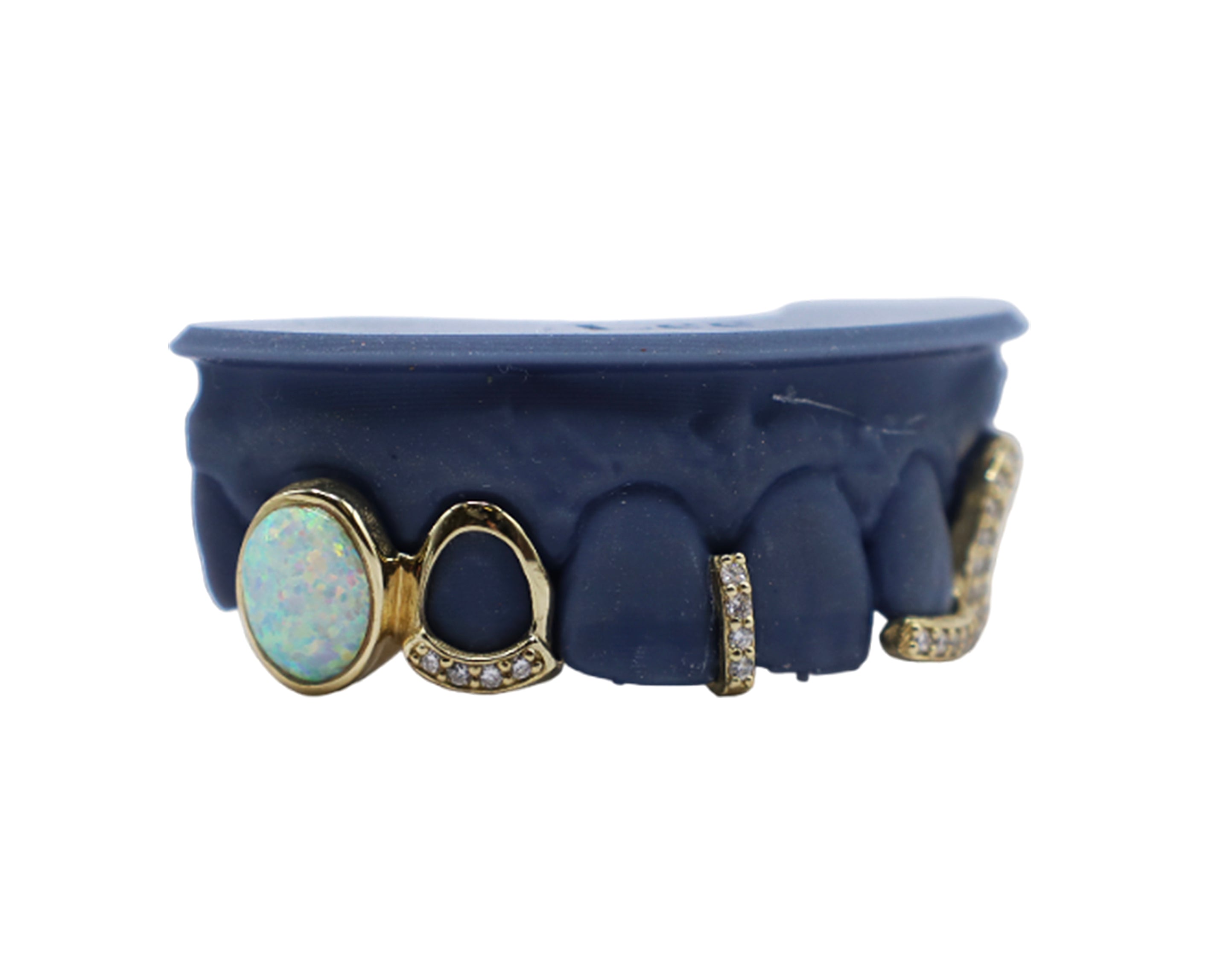 Buy Opal Fang and Diamond Open Face Grillz w Gap Filler – Luxe Grillz
