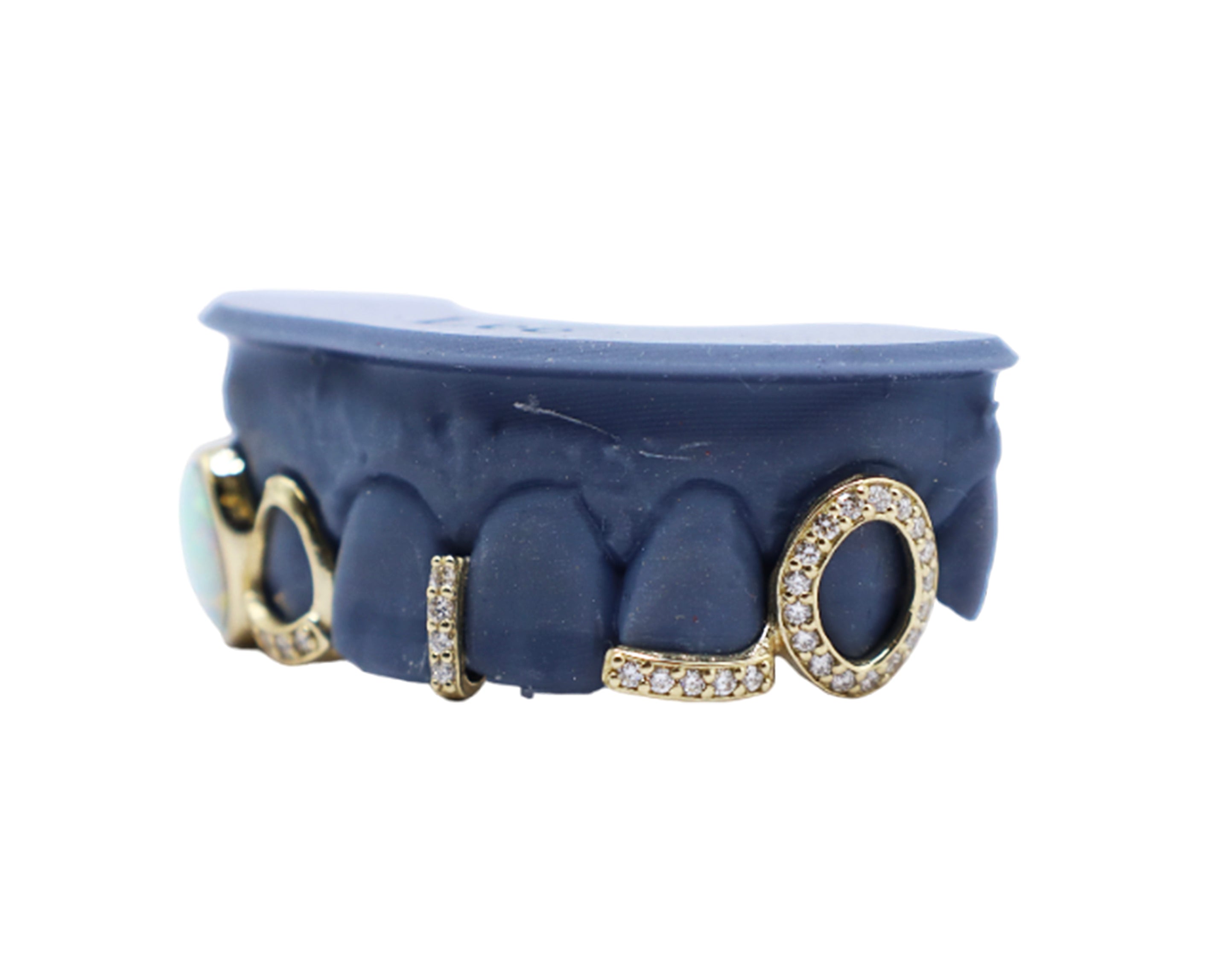 Buy Opal Fang and Diamond Open Face Grillz w Gap Filler – Luxe Grillz
