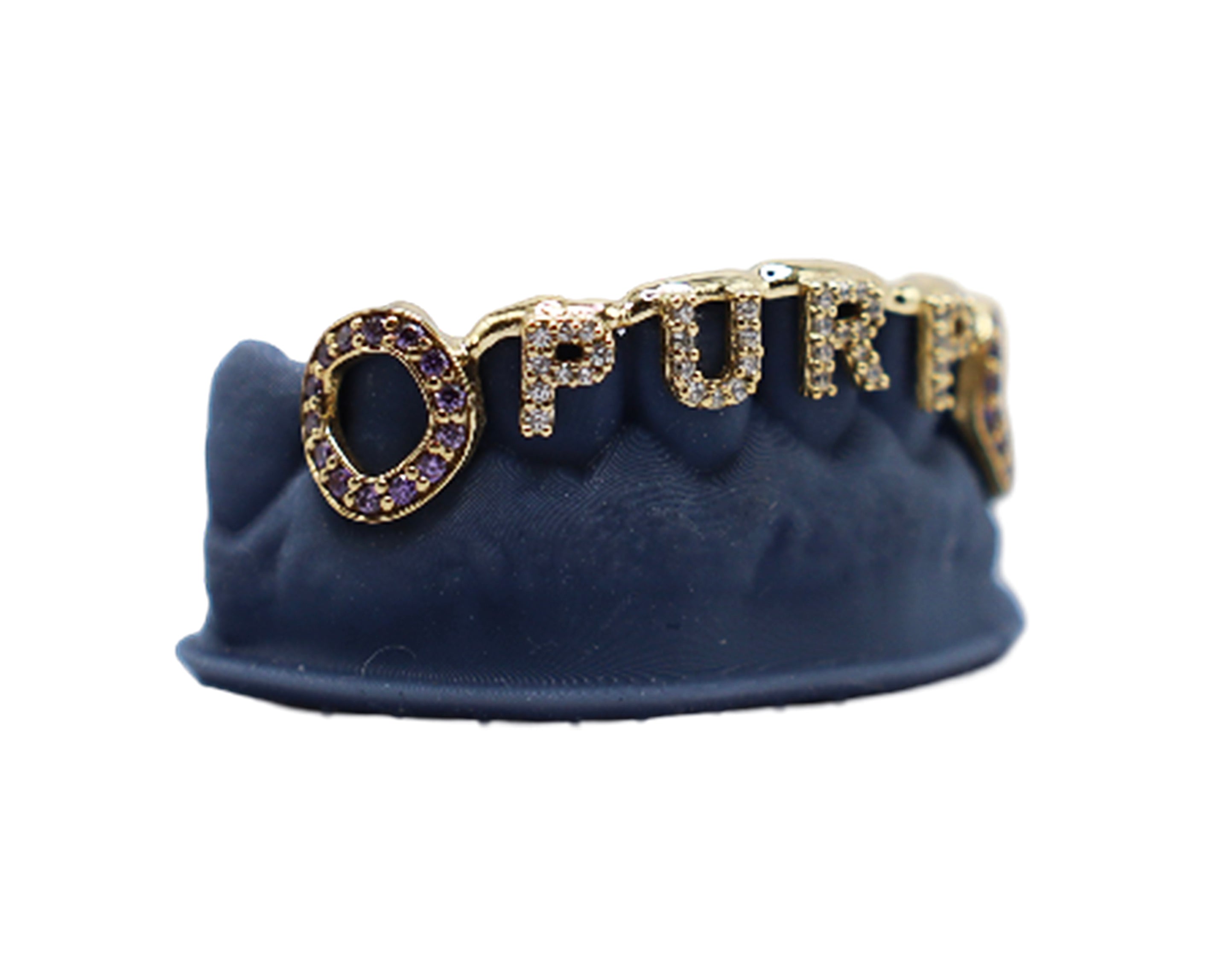 Buy Amethsyt Open Face Grillz w Diamond Letters – Luxe Grillz