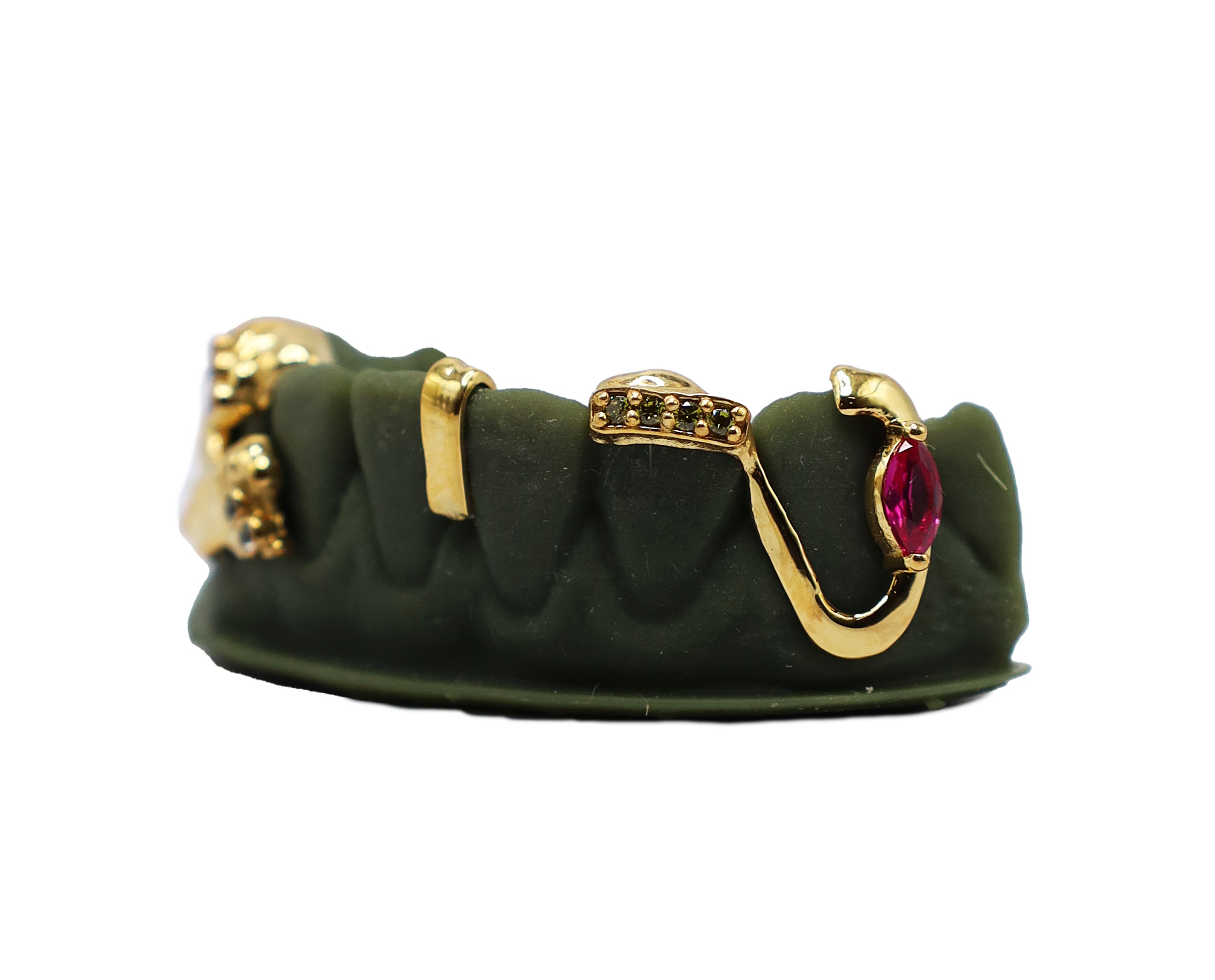 3D Wave Grillz W/ Ruby & Floating Tip - Luxe Grillz