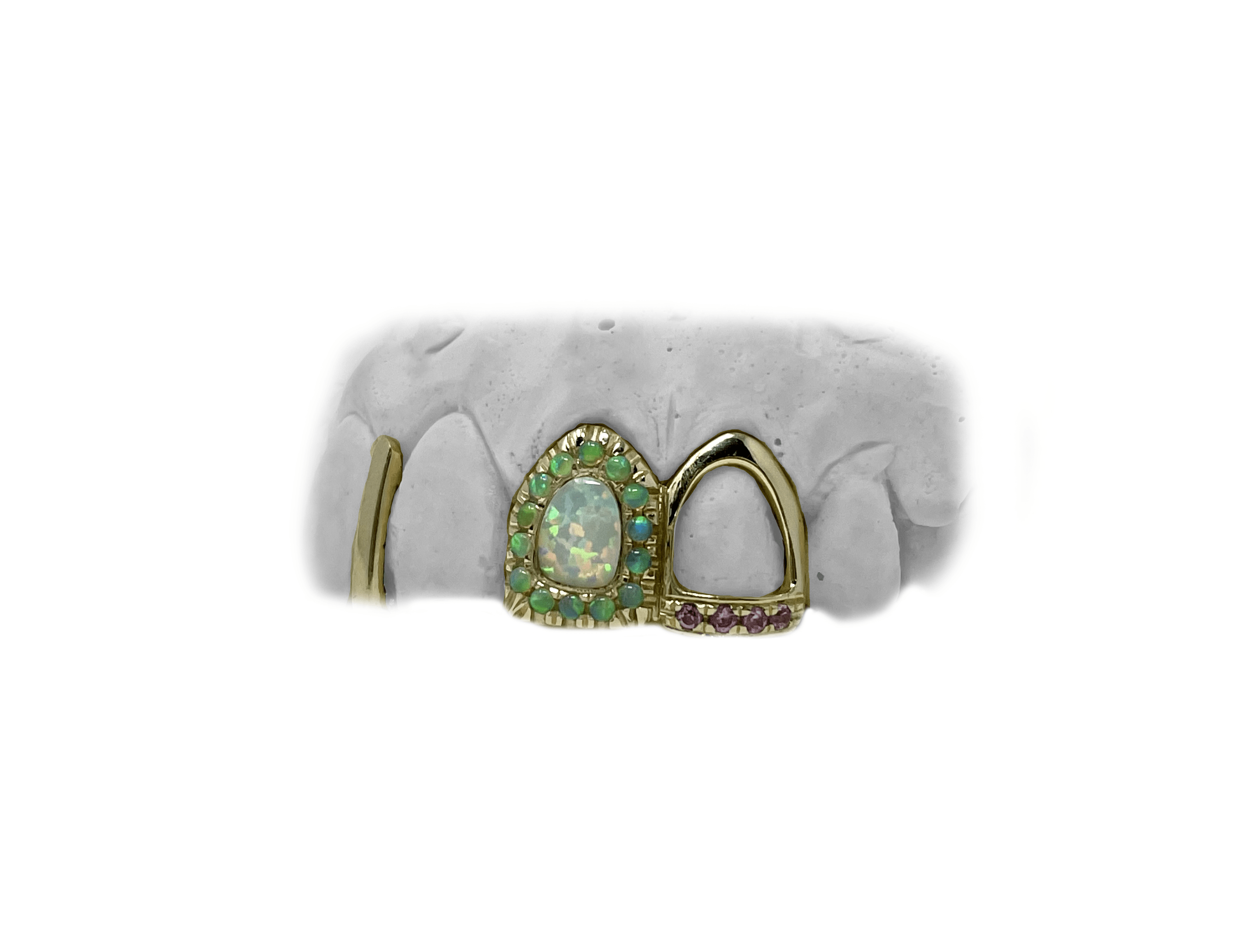 Opal Halo & Sapphire Tip Grillz – Luxe Grillz