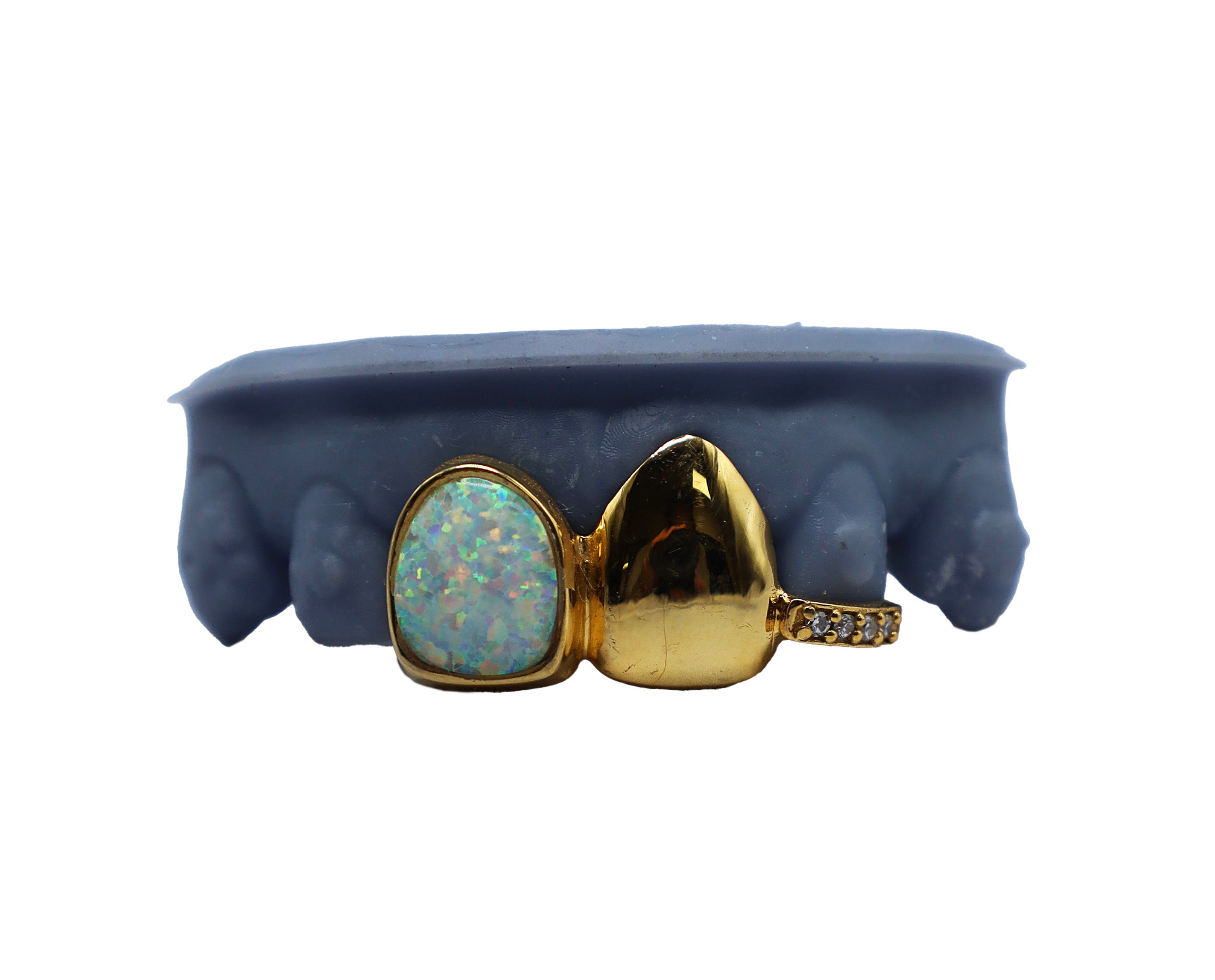 Opal Grillz w Floating Diamond Tip - Luxe Grillz