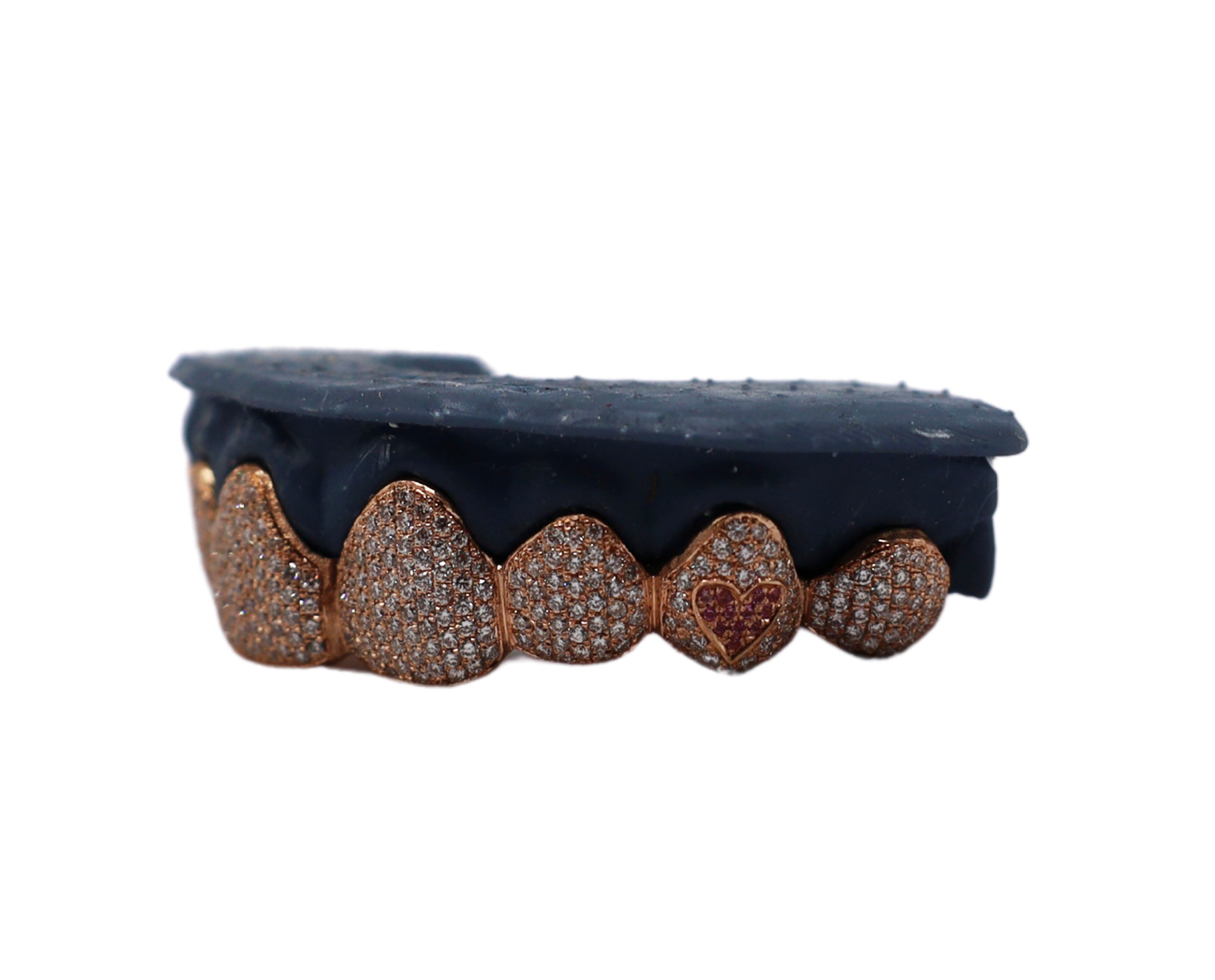 Buy Top 8 VS+ Diamond Grillz w Pink Sapphire Heart Fangs – Luxe Grillz