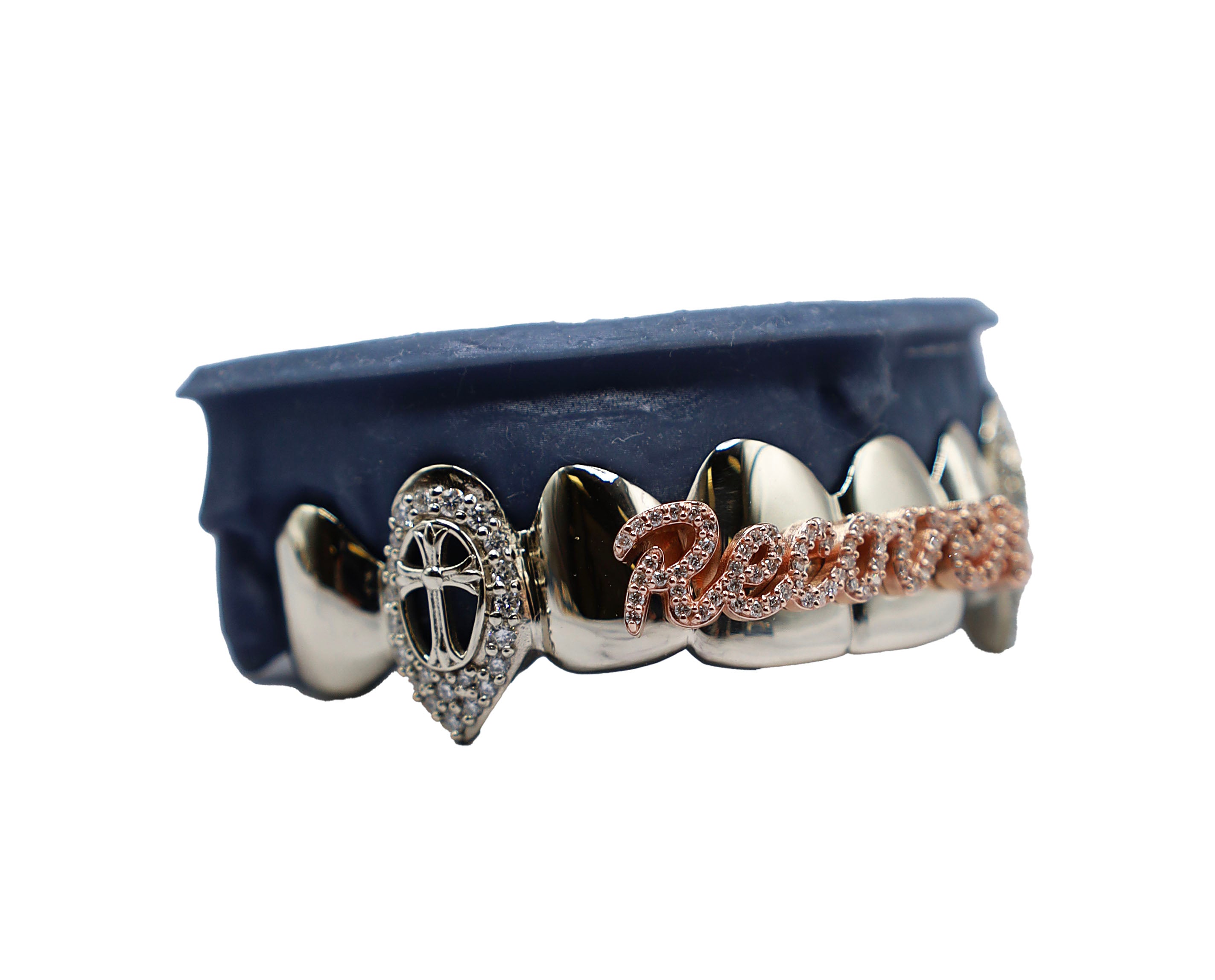 3D Diamond Letter Top 8 Grillz - Luxe Grillz