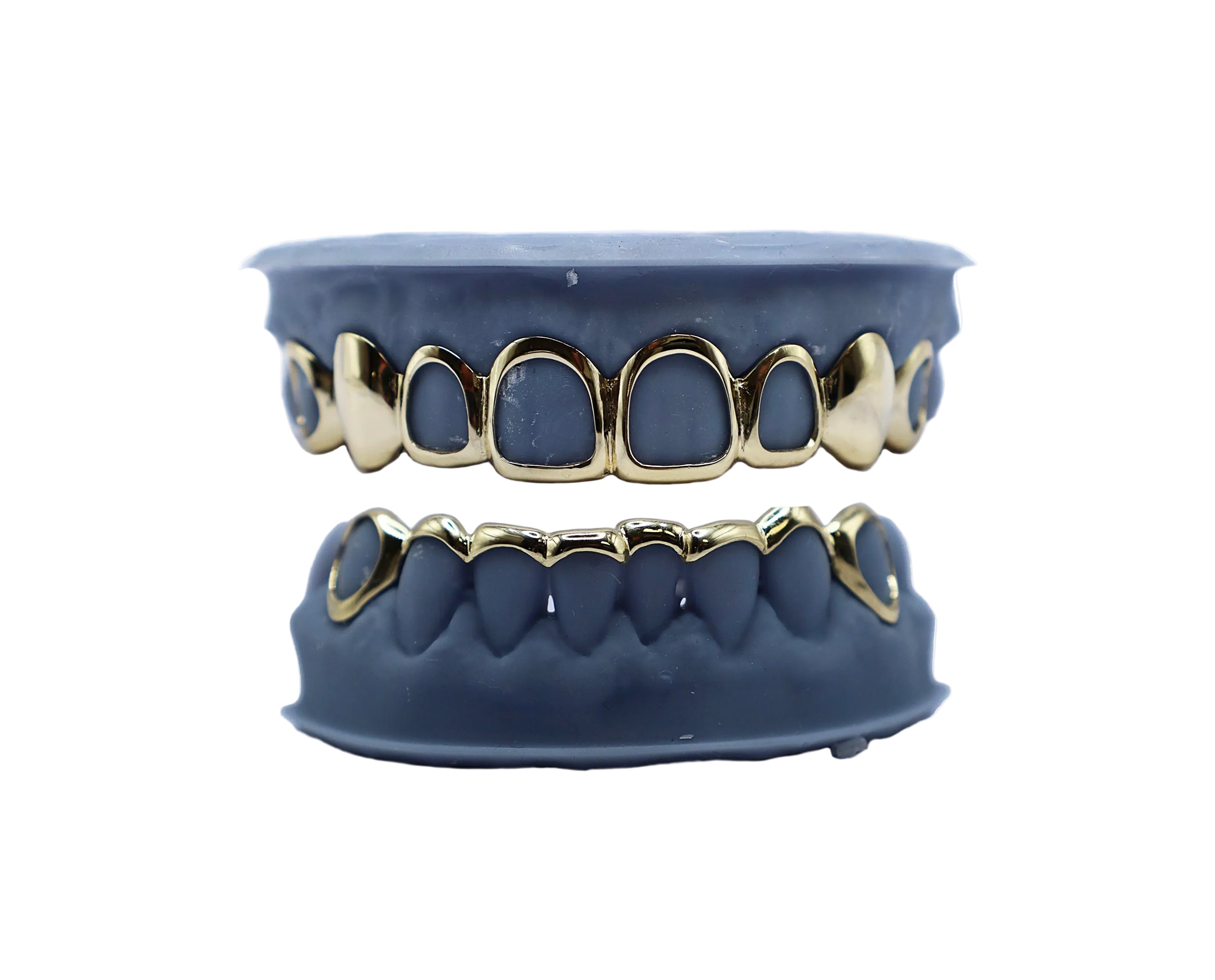 Top 8 Open Face Grillz w Fangs & Bottom 8 Bridge - Luxe Grillz