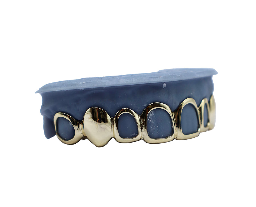 Top 8 Open Face Grillz w Solid Fangs - Luxe Grillz