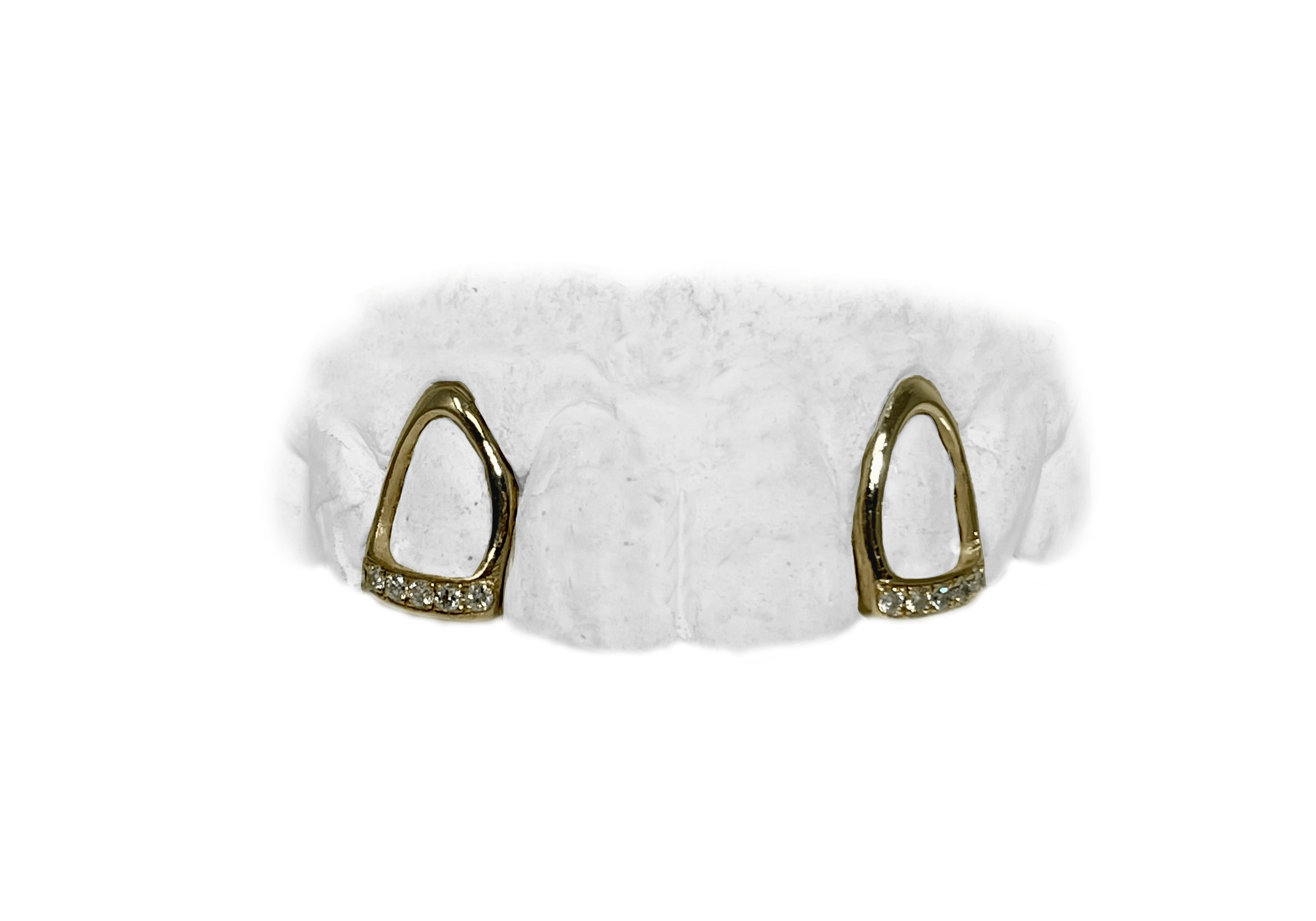 2 Open Face Teeth Grillz W/ Diamond Tips - Luxe Grillz