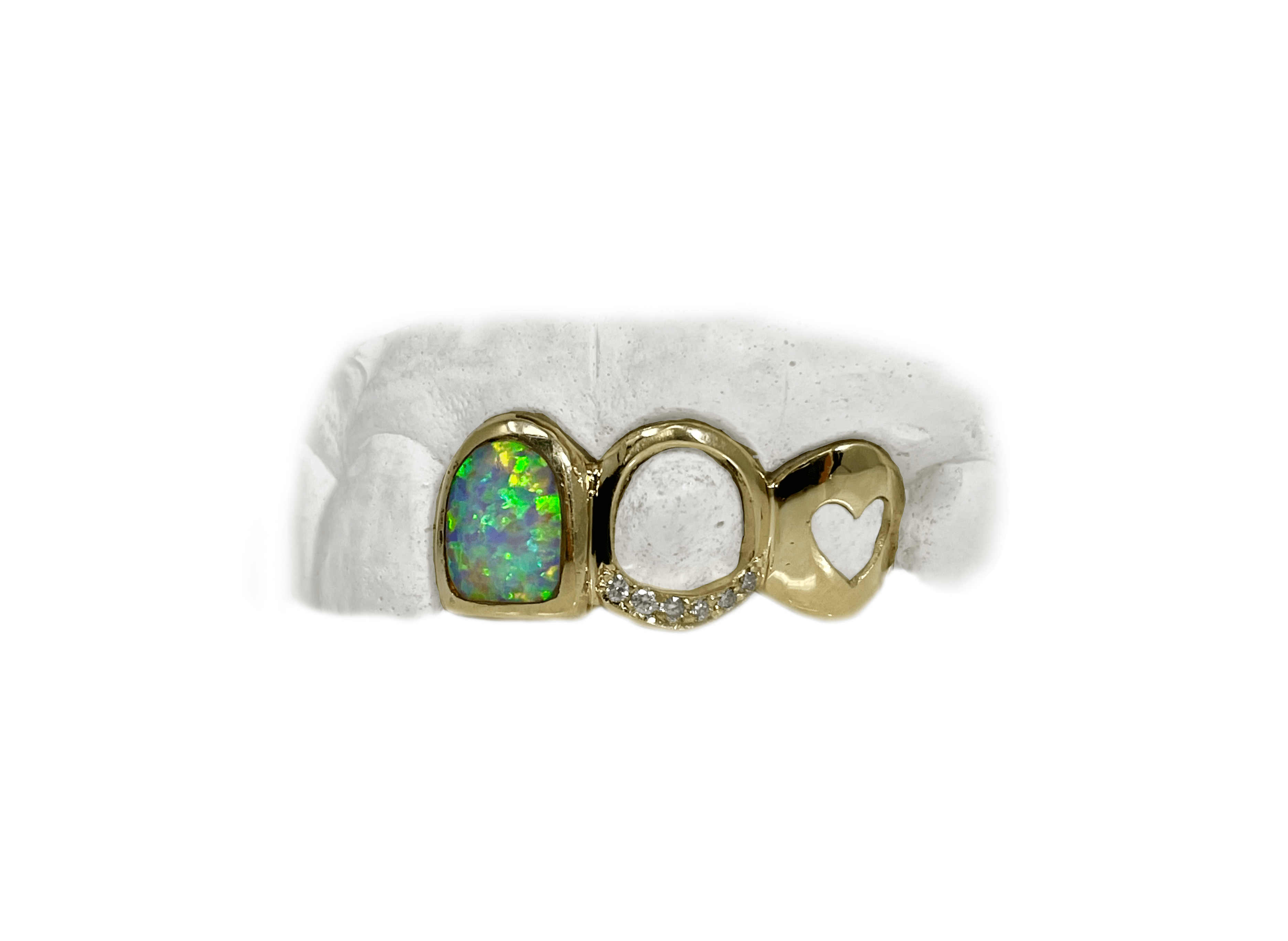 Buy Opal Grillz w Open Face Diamond Tip Tooth & Heart Cut Out – Luxe Grillz