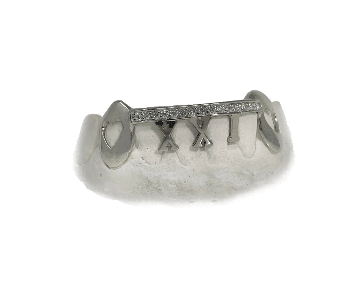 Heart Gap 3D Letter Grillz White Gold - Luxe Grillz